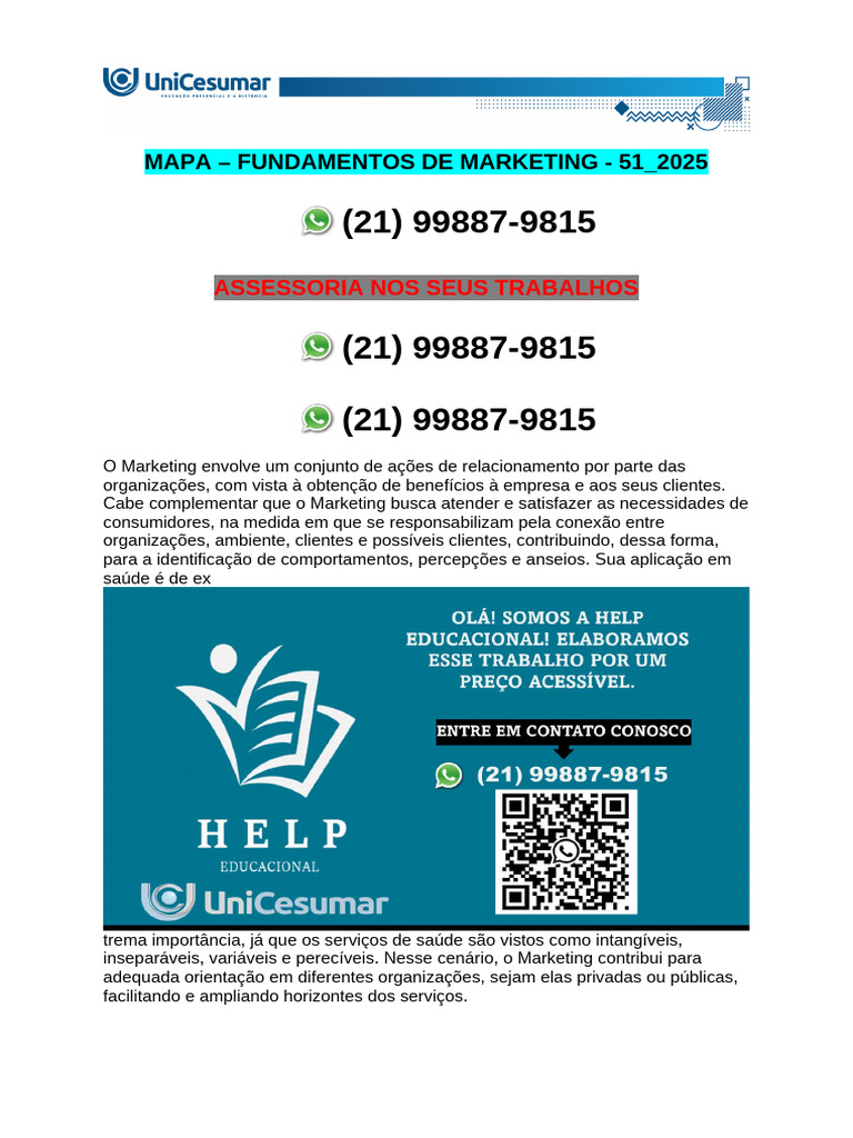 Mapa - Fundamentos de Marketing - 51 - 2024 | PDF | Marketing
