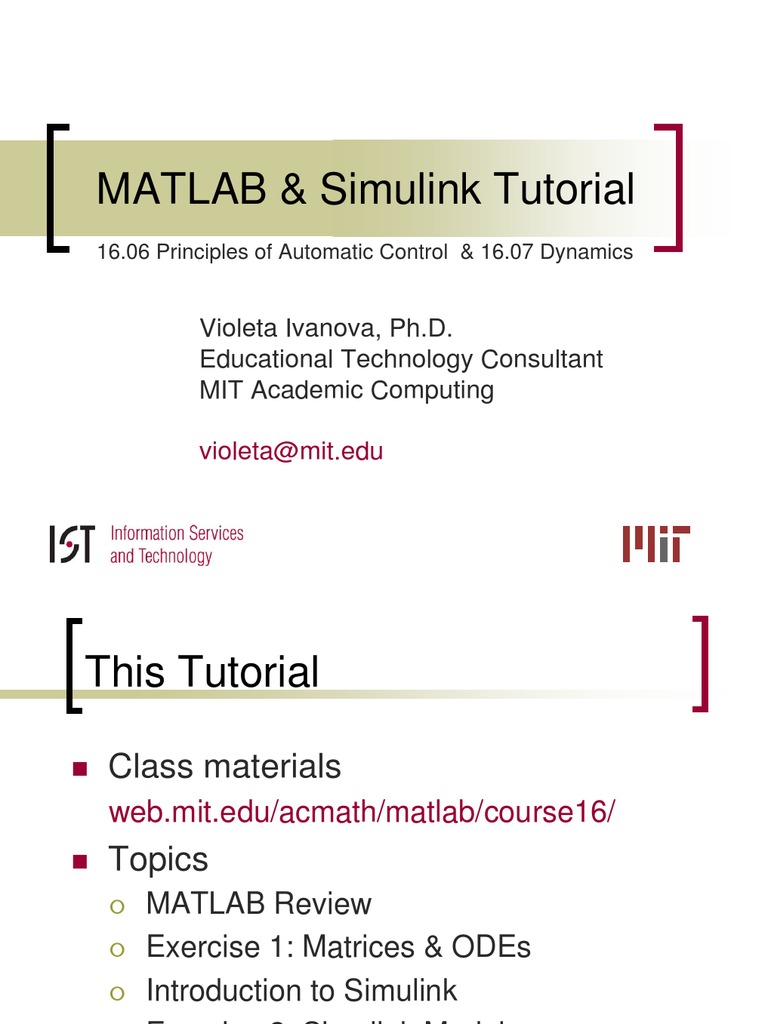 Slides 16.06 16.07 Matlab Simulink | PDF | Technology & Engineering