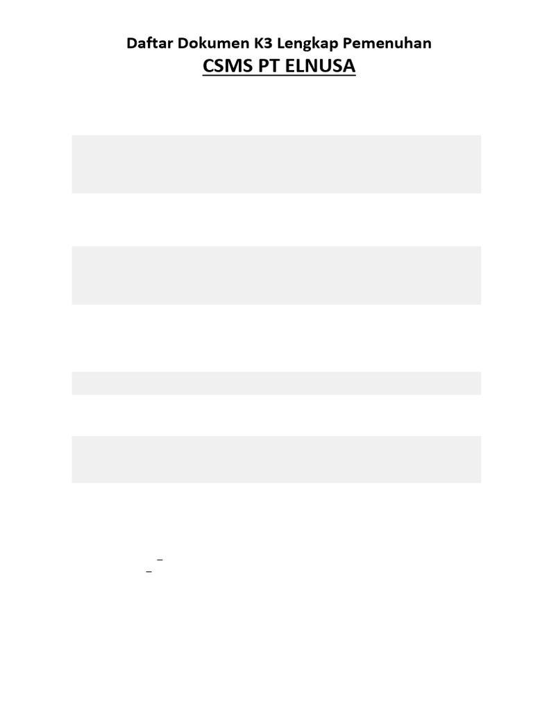 Daftar Dokumen CSMS ELNUSA | PDF