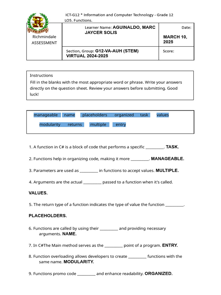 AS05-2 ICT Functions _K12 Richmindale_rev0 | PDF