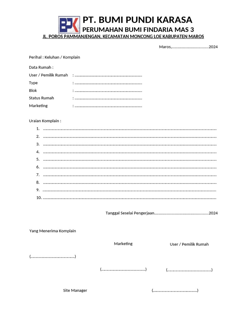 Memo Komplain PDF (1) | PDF