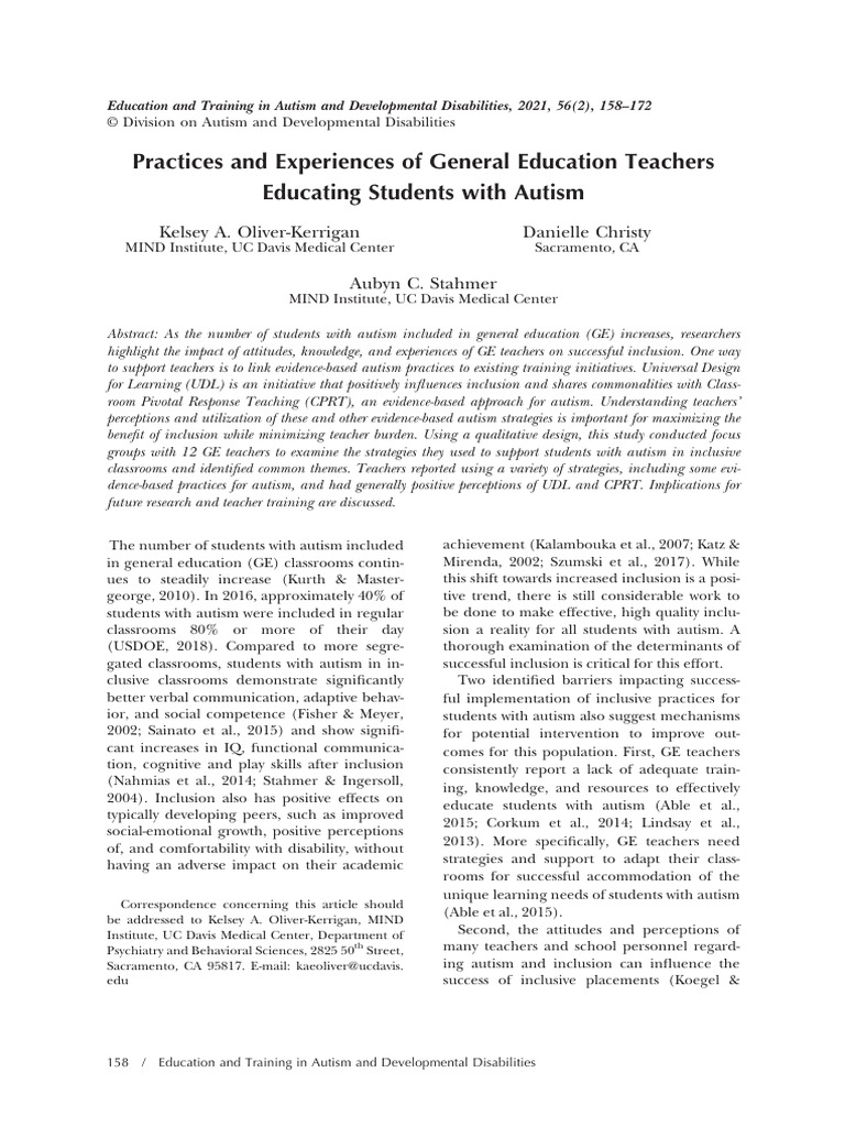 GE Teachers' Strategies for Autism Inclusion | PDF | Reinforcement | Autism