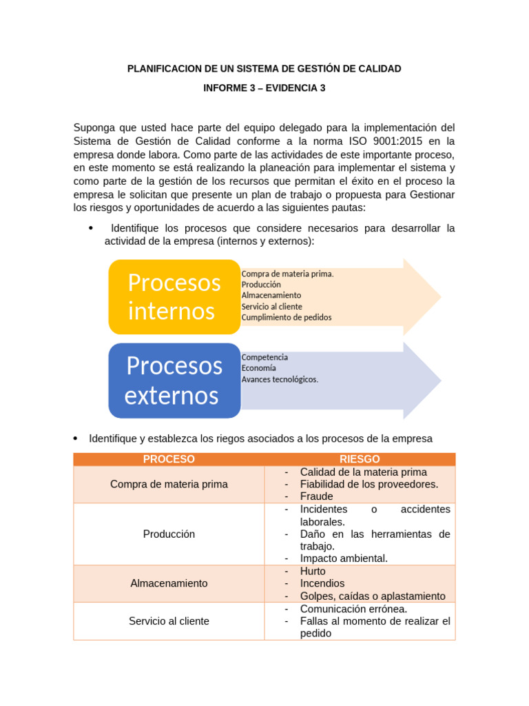 Informe General Evid. 3 | PDF | Sistema de manejo de calidad | Business
