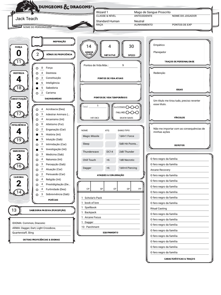 Jack Teach - Roll20 Characters | PDF