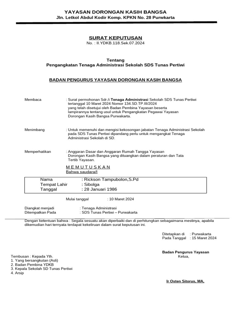 SK Rickson Tenaga Adm 2024 | PDF