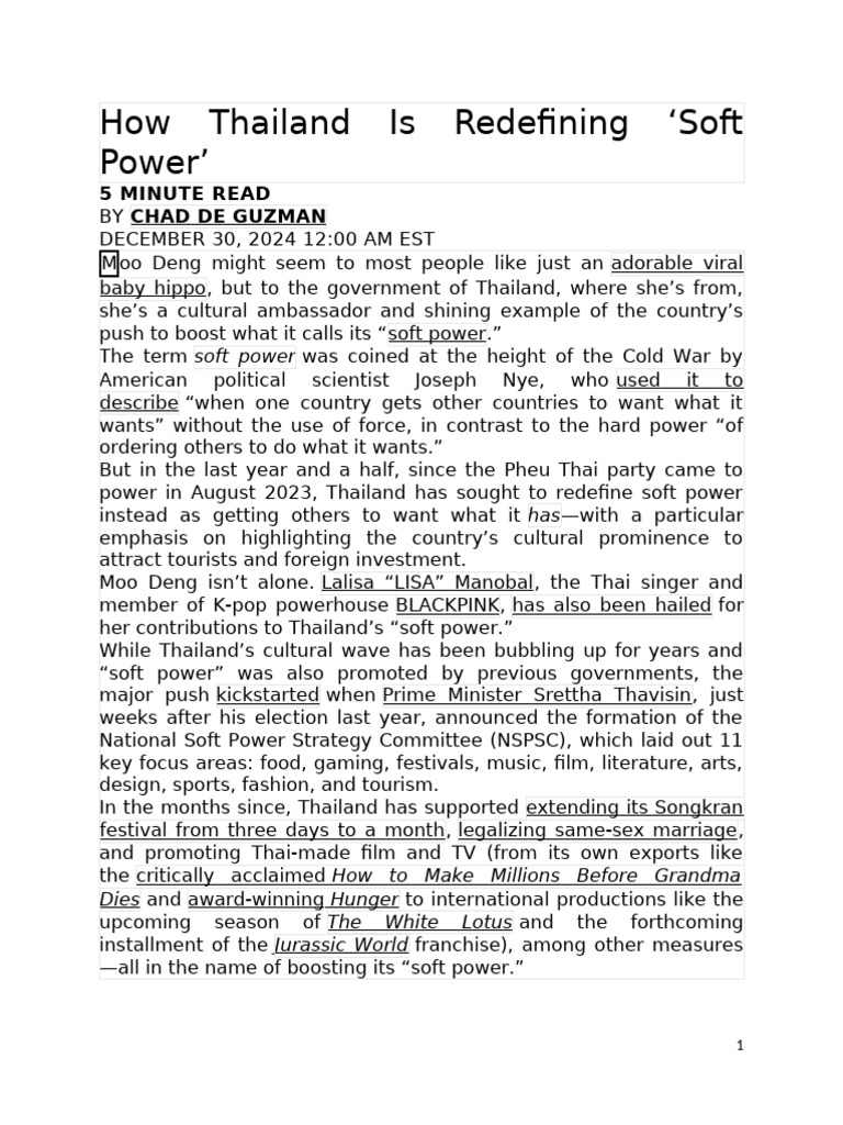 How Thailand Is Redefining Soft Power | PDF | Soft Power | Thailand