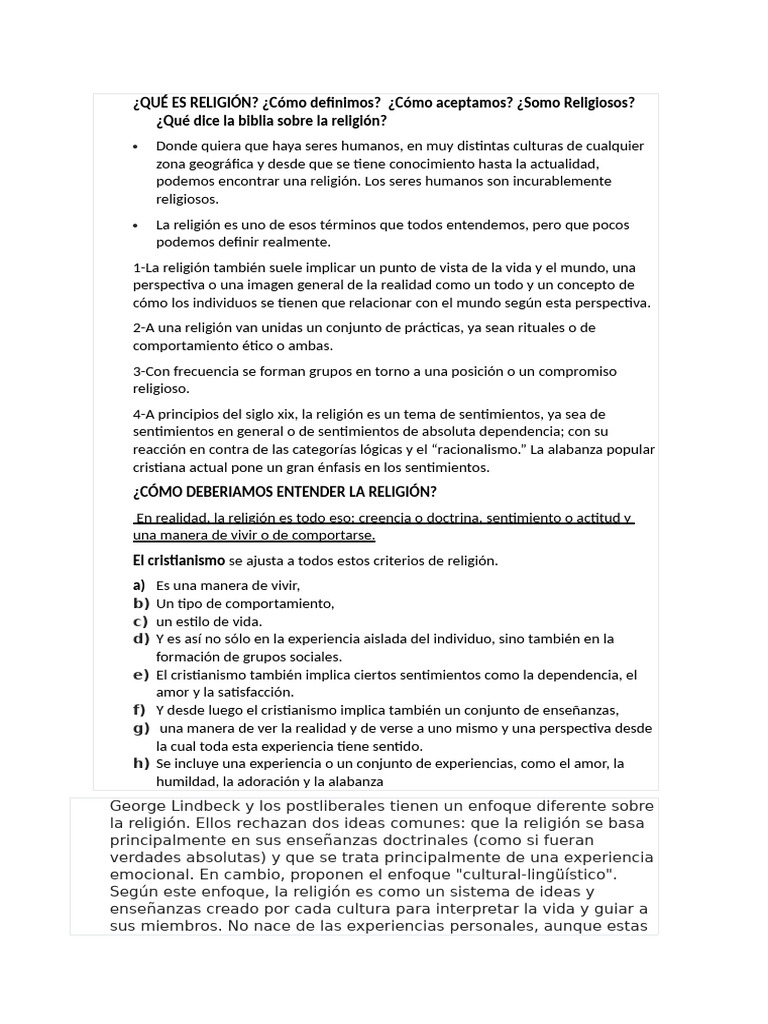 Definición y Perspectivas de Religión | PDF | Experiencia | Teología