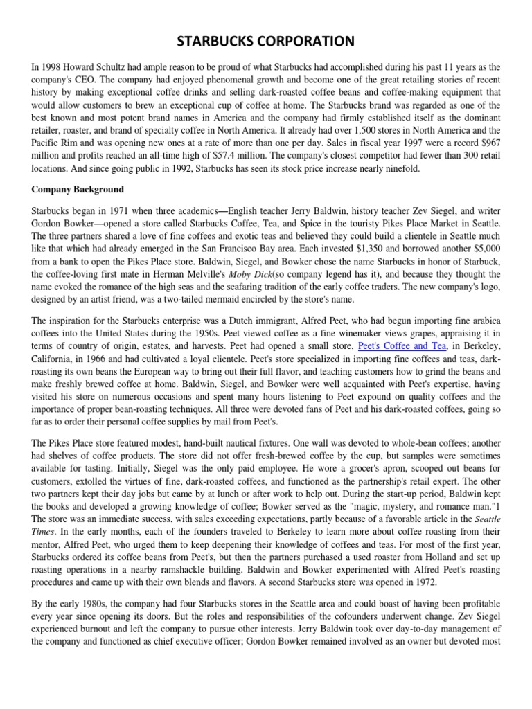 Starbucks: Origins and Growth History | PDF | Starbucks | Coffee