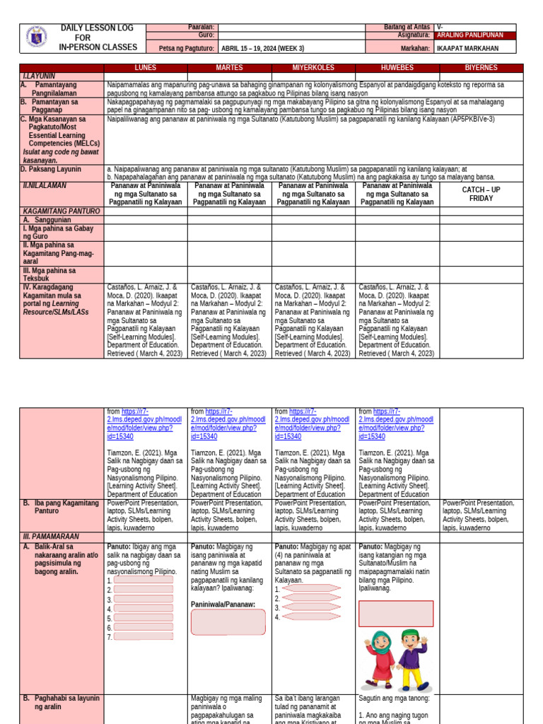 G5 Q4W3 DLL AP (MELCs) | PDF