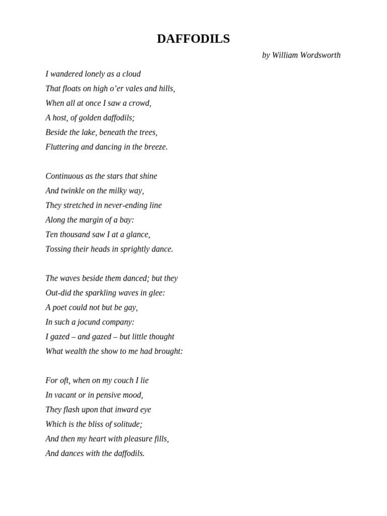 Daffodils - William Wordsworth | PDF