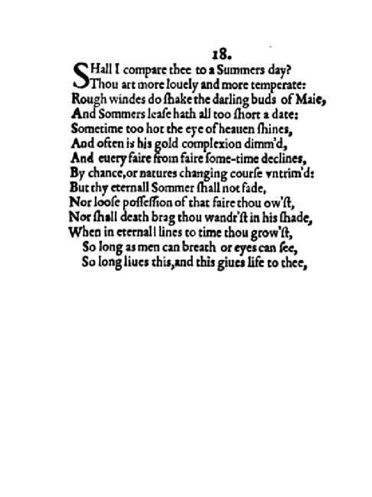 Sonnet 18 - William Shakespeare | PDF