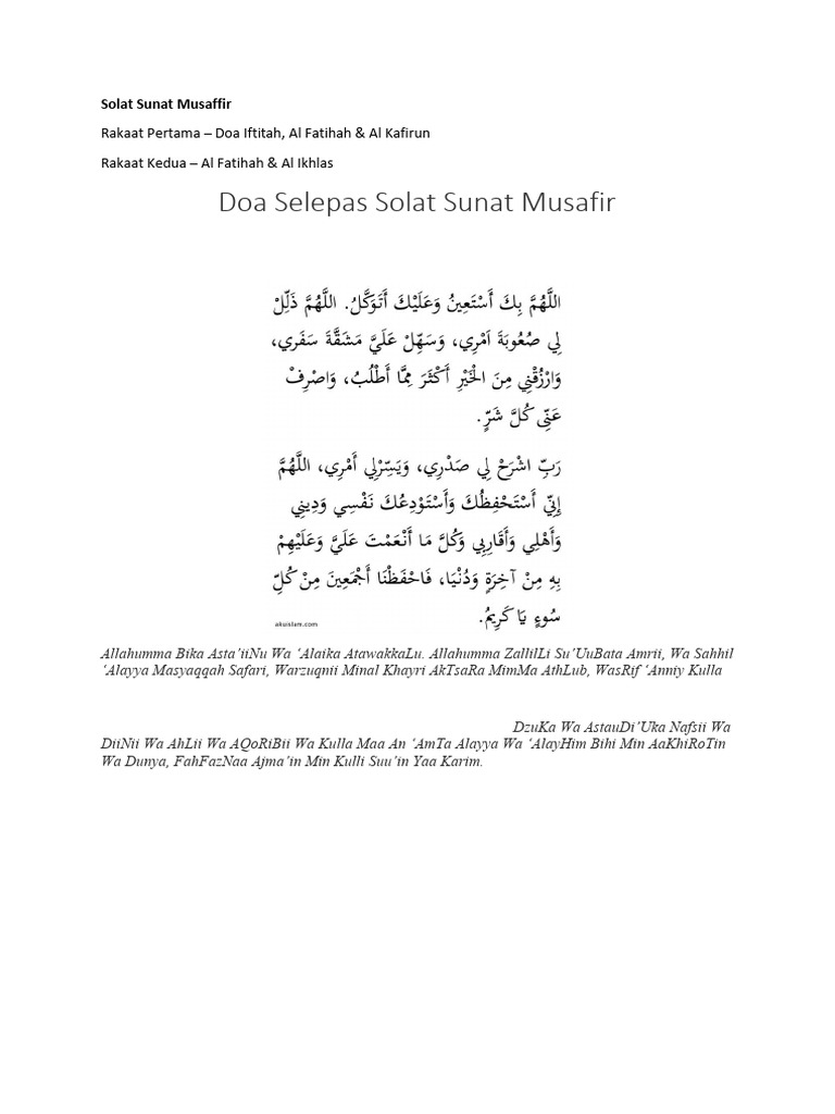 Panduan Solat Sunat Musafir dan Doanya | PDF