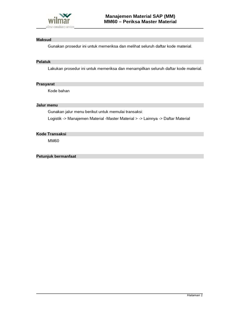 ISPI_RL_UMG_MM_MM60-Check Material Master_V1.0 | PDF
