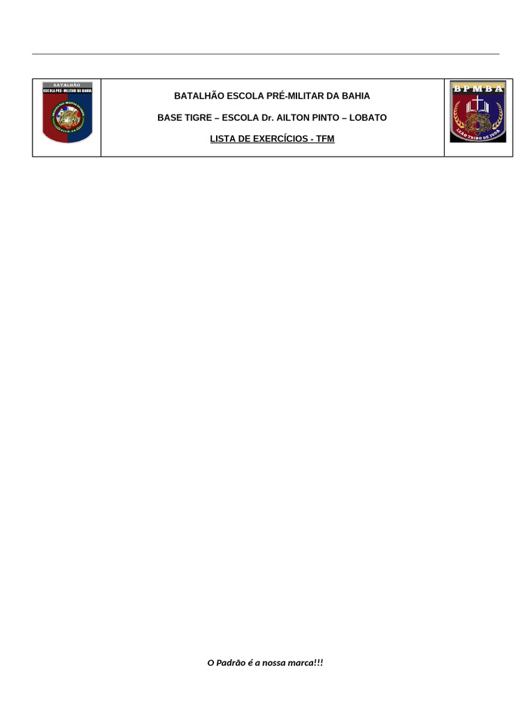 Lista de exercícios- Tfm- | PDF