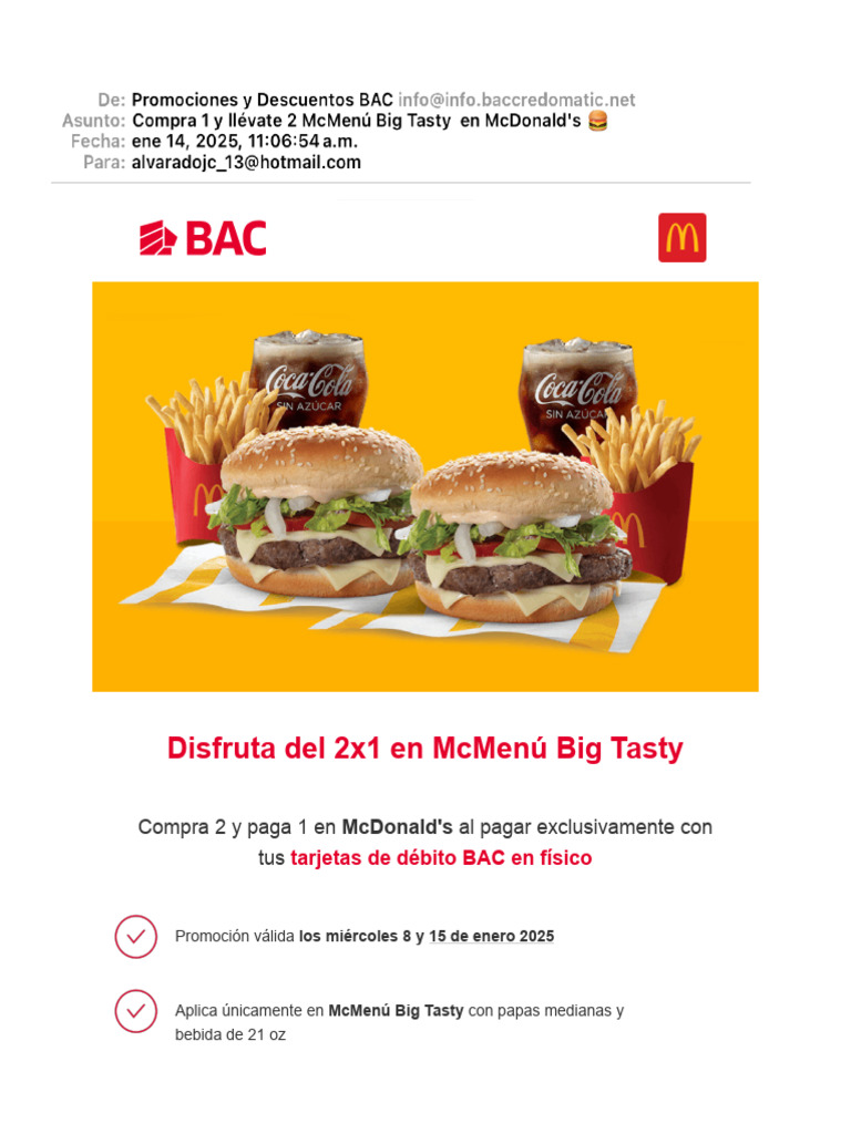 2x1 en McMenú Big Tasty con BAC | PDF