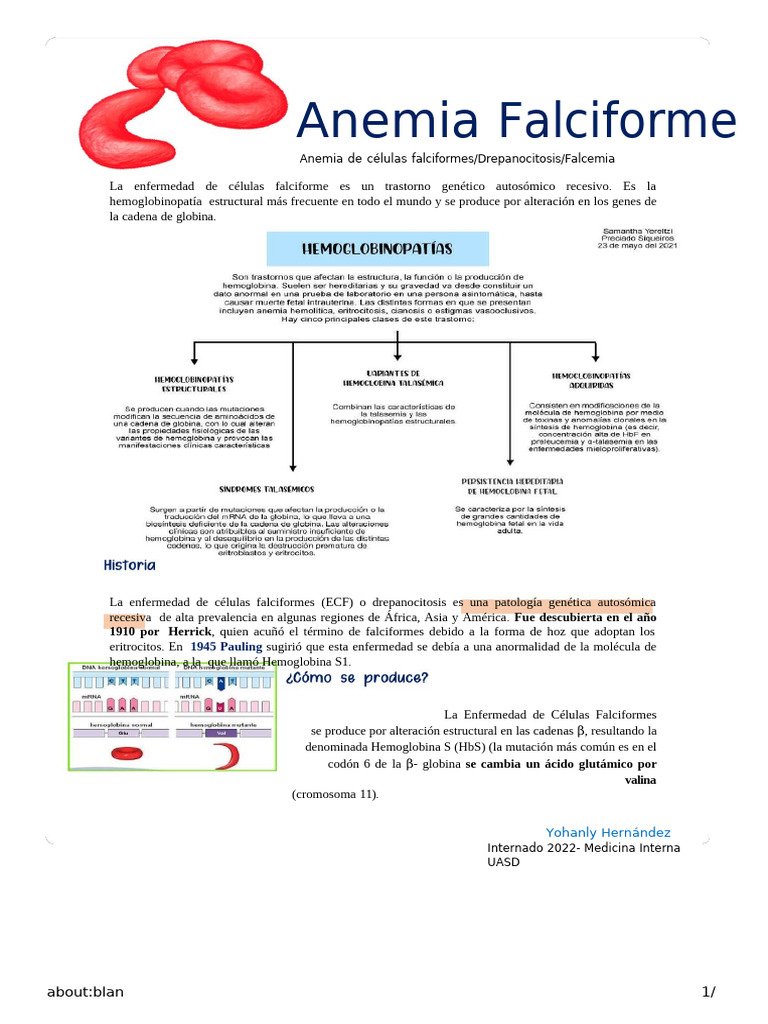 Anemia Falciforme - FALCEMIA | PDF | Medicina CLINICA | Enfermedades y ...