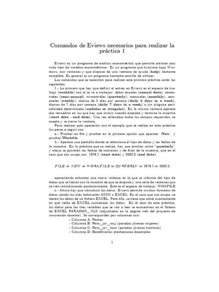 Comandos Eviews | PDF