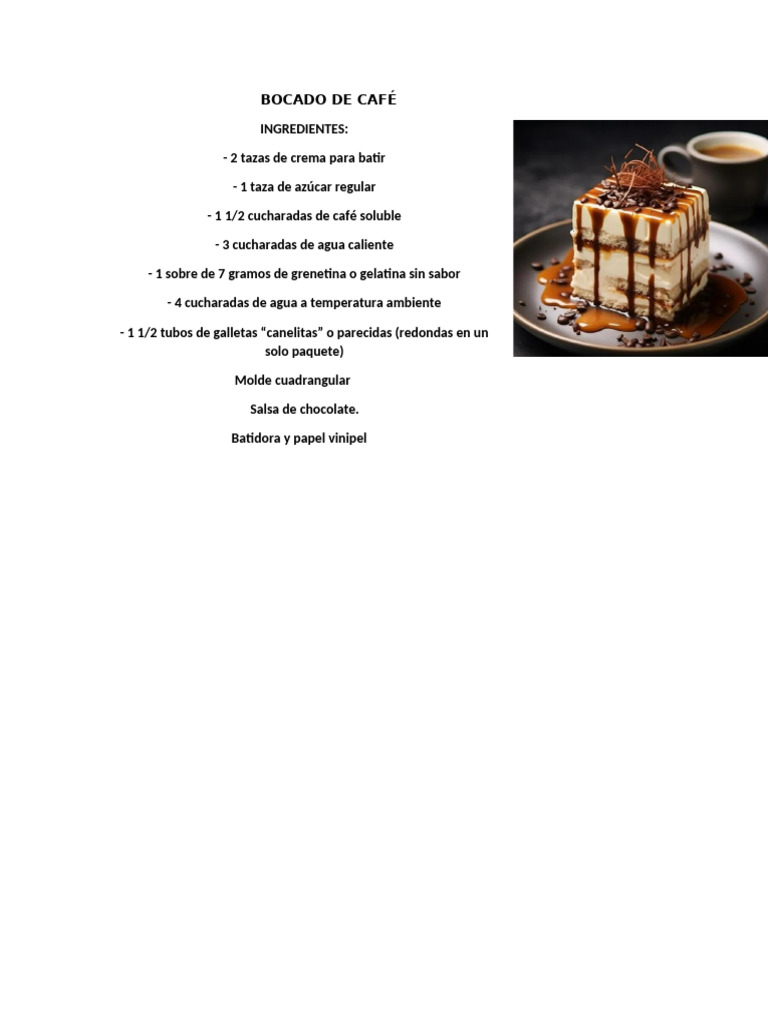 BOCADO DE CAFÉ Postre | PDF
