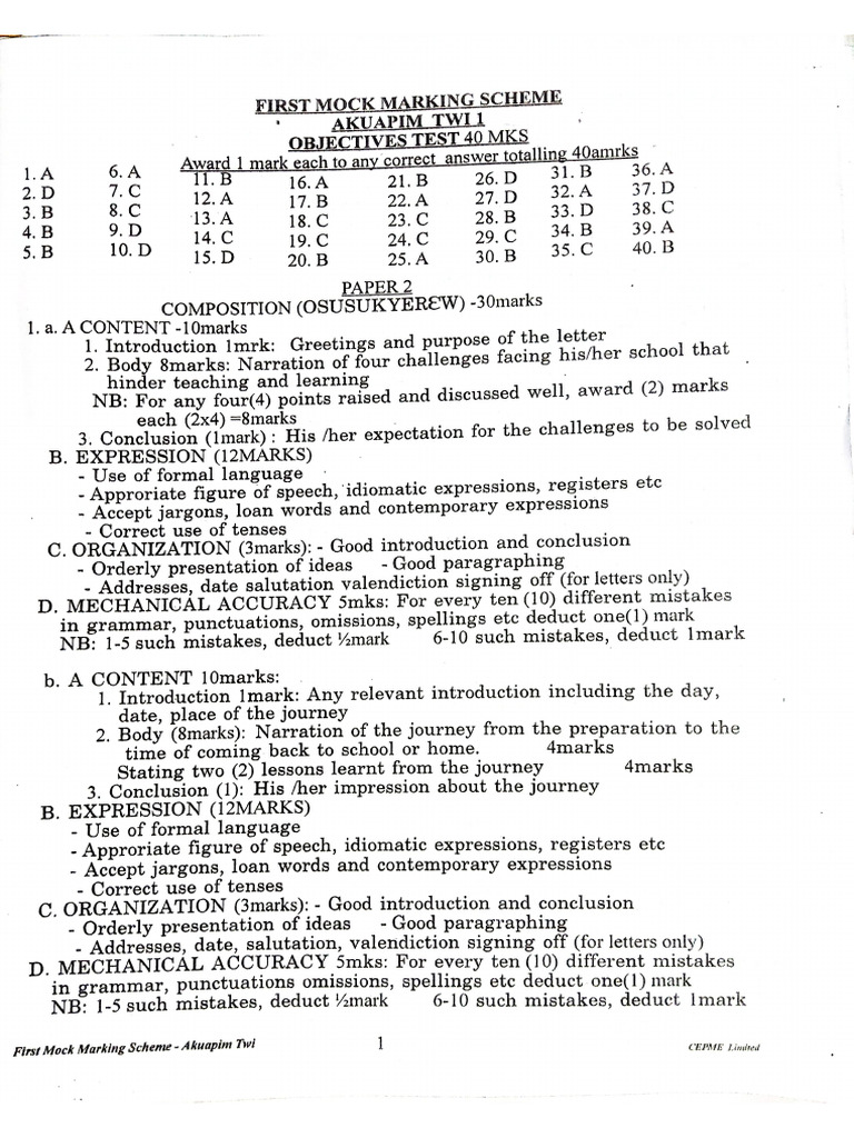 Mock 1 Marking Scheme 2024_25 | PDF