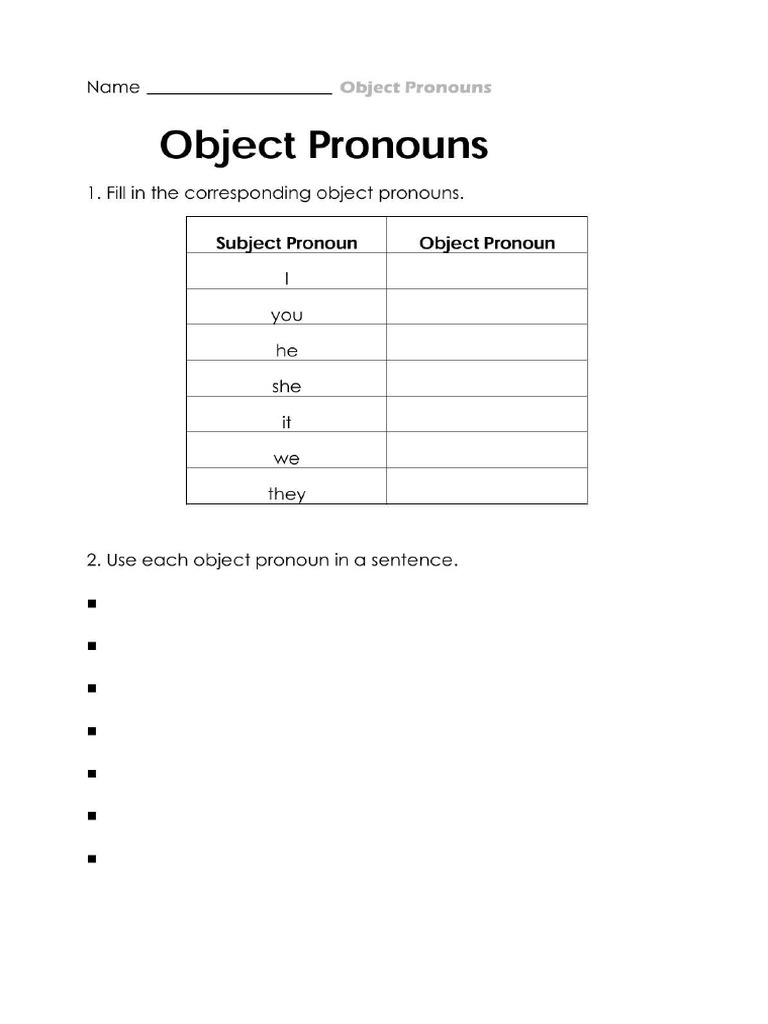 object pronoun | PDF object pronoun | PDF