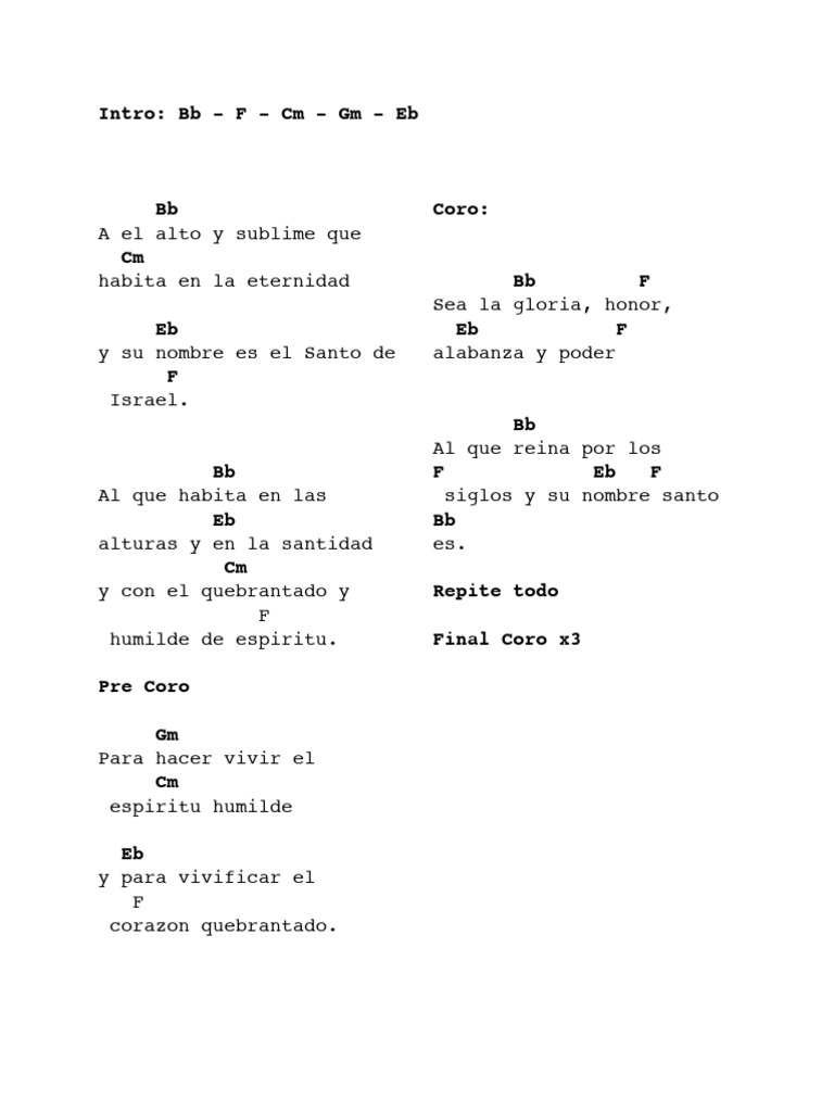 Letra de "A el alto y sublime" | PDF