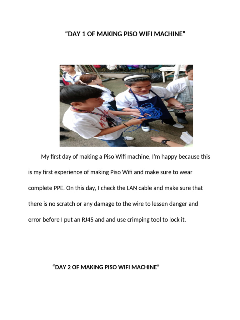 Day 1 of Making Piso Wifi Machine | PDF