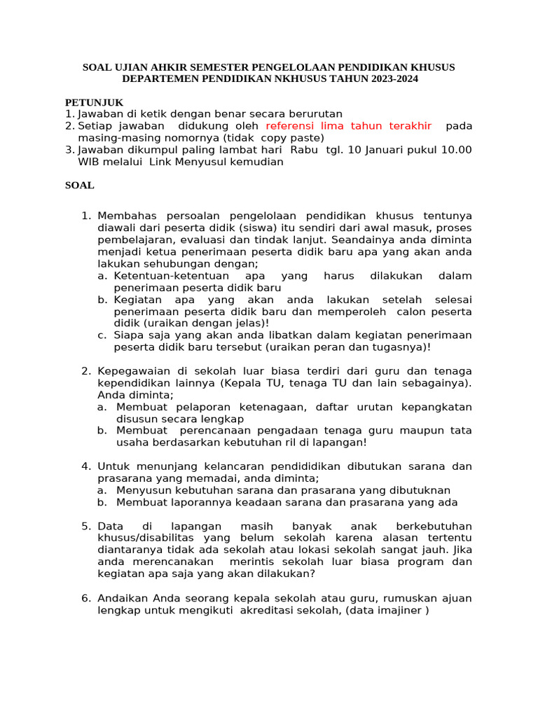 Uas Pengelolaan Diksus 2023 | PDF