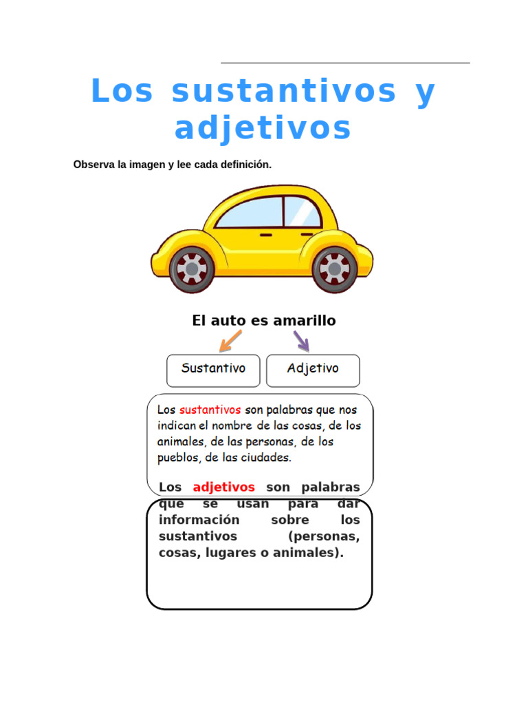 Identificación de Sustantivos y Adjetivos | PDF