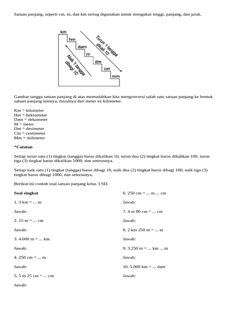 Soal Satuan Panjang Dan Berat | PDF