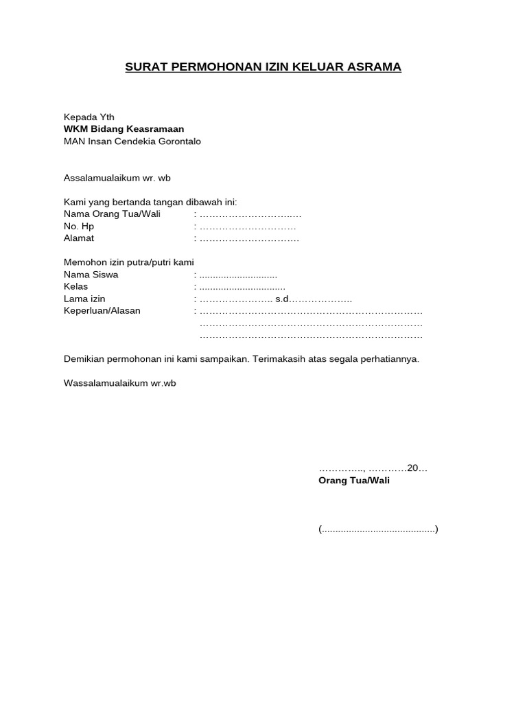 Surat Izin Keluar | PDF