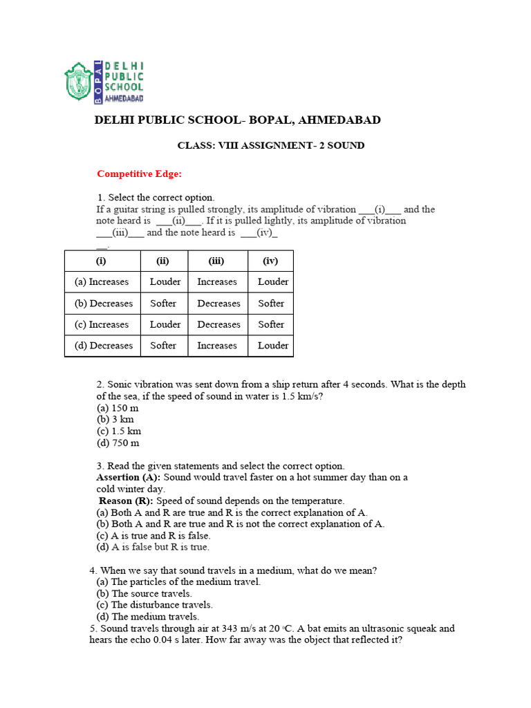 CH 10 Sound Assignment 2 | PDF | Sound | Noise