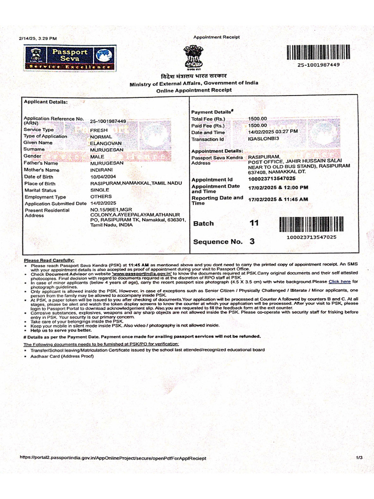 Passport Receipts PDF | PDF