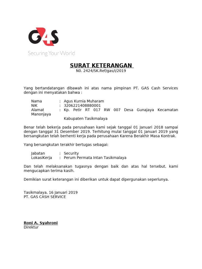 Surat Keterangan Security | PDF