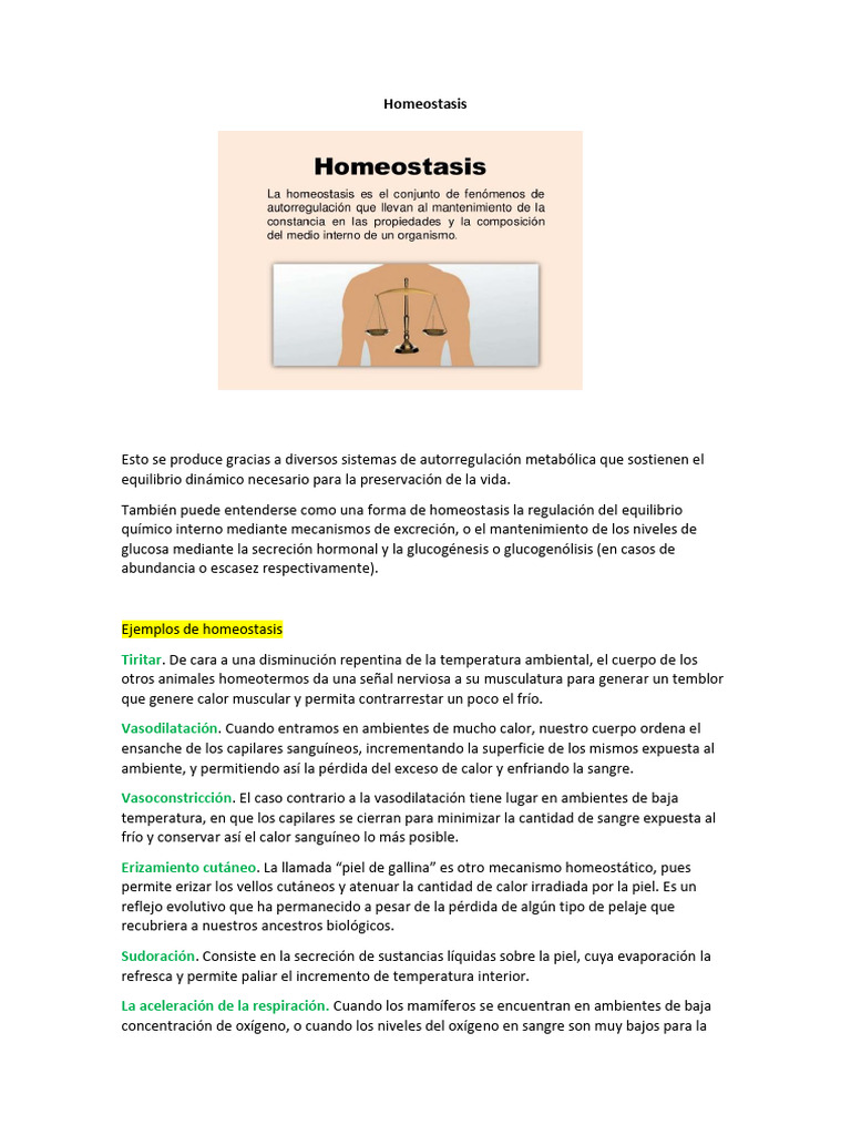 Mecanismos de Homeostasis en Organismos | PDF | Homeostasis | Biología
