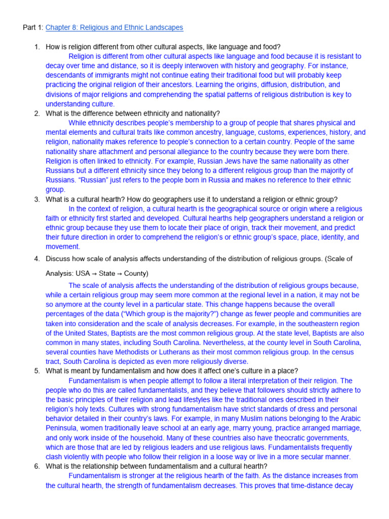 APHG Chapter 8 Religious and Ethnic Landscapes | PDF | Sharia ...
