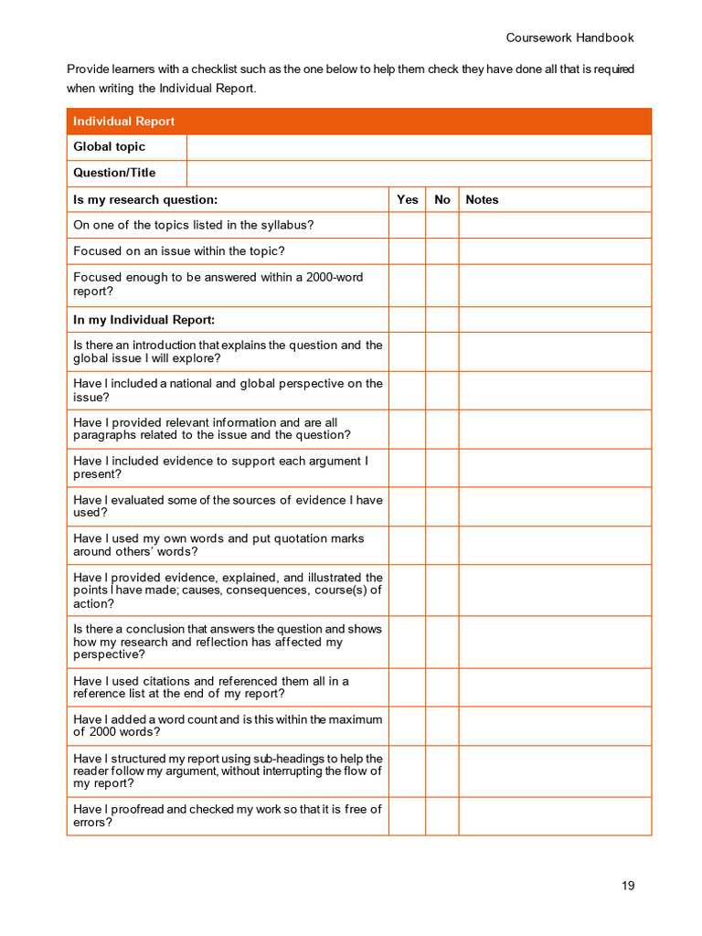 IRR - Student Checklist | PDF