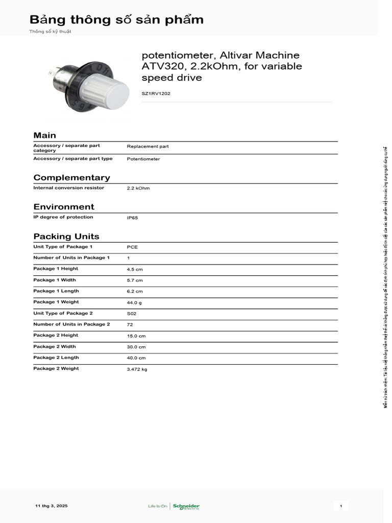 Schneider Electric - Altivar-Machine-ATV320 - SZ1RV1202 | PDF
