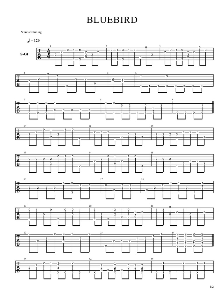 Tablatura de Bluebird para Guitarra | PDF