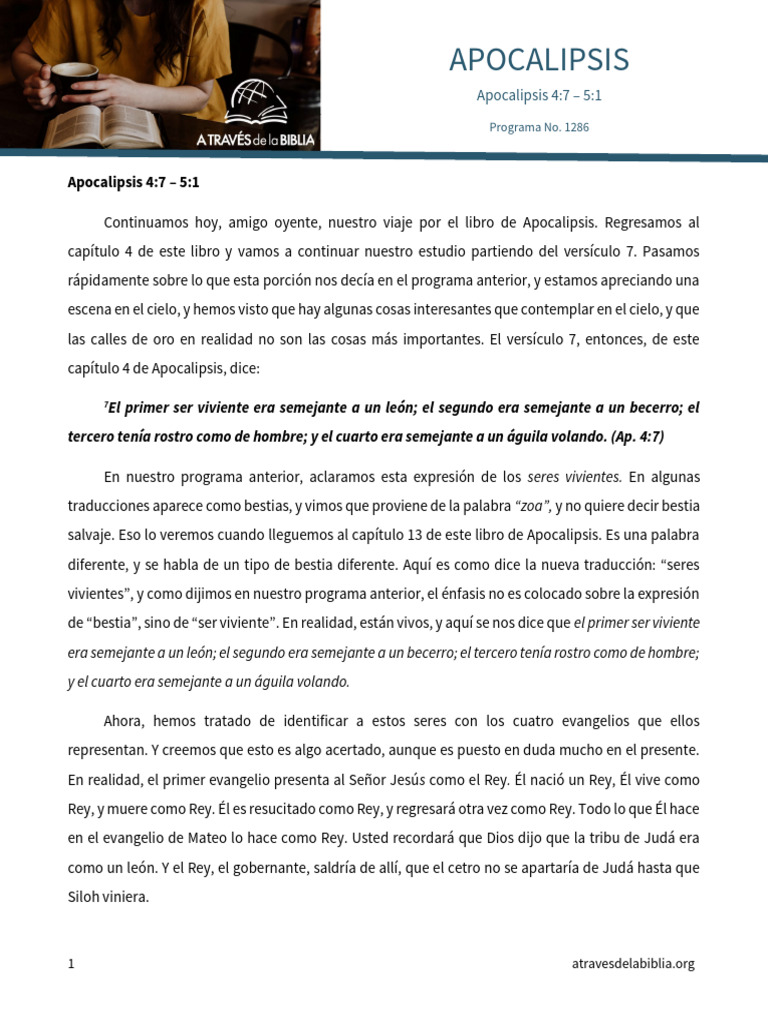 Apocalipsis 4,7-5,1 | PDF | Libro de revelación | Jesús