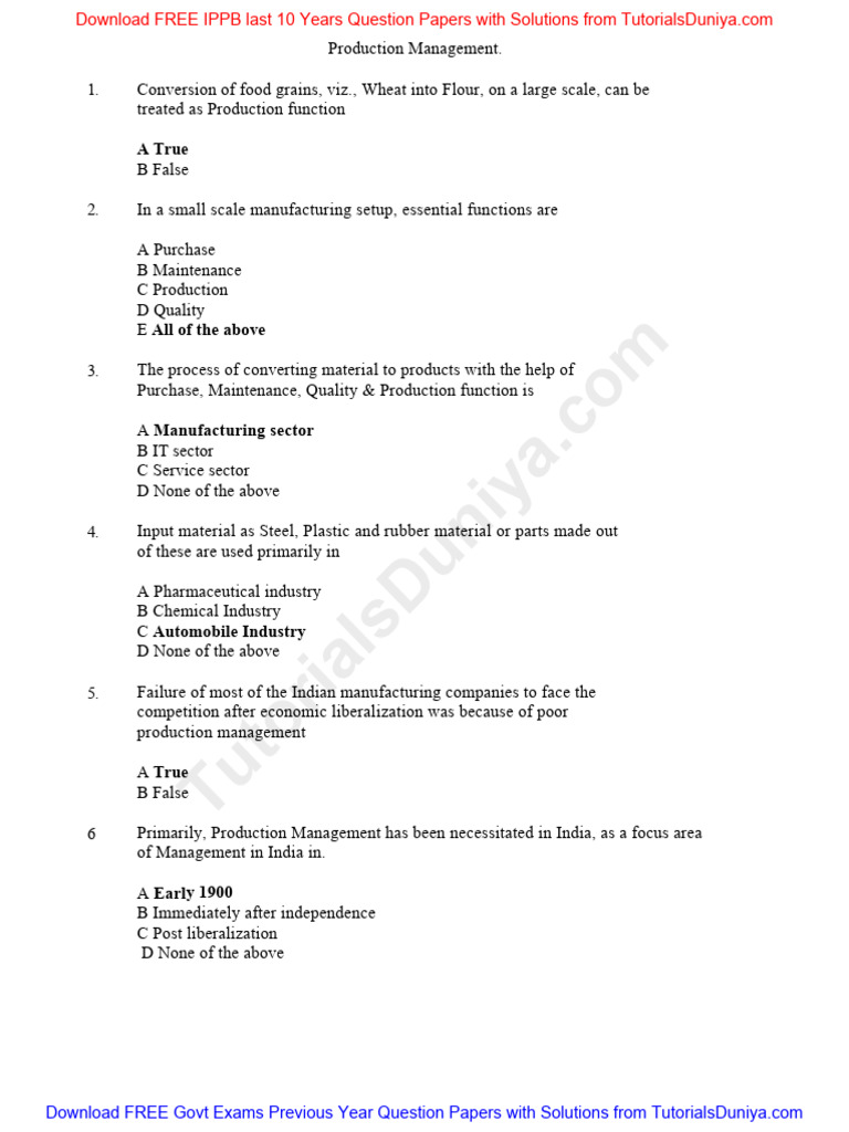 IPPB Product Management Question Paper | PDF | Heat Treating | Secondary Sector Of The Economy