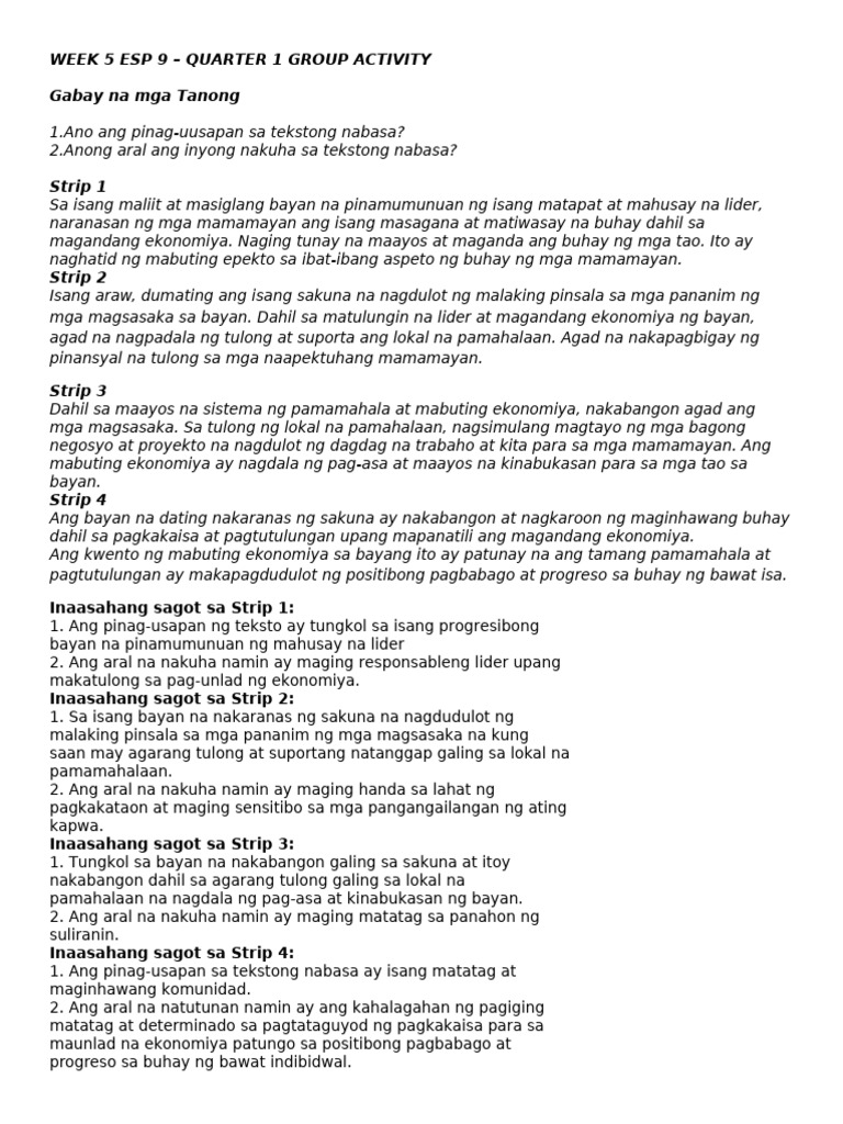 Week 5 Esp 9 - Group Activity | PDF