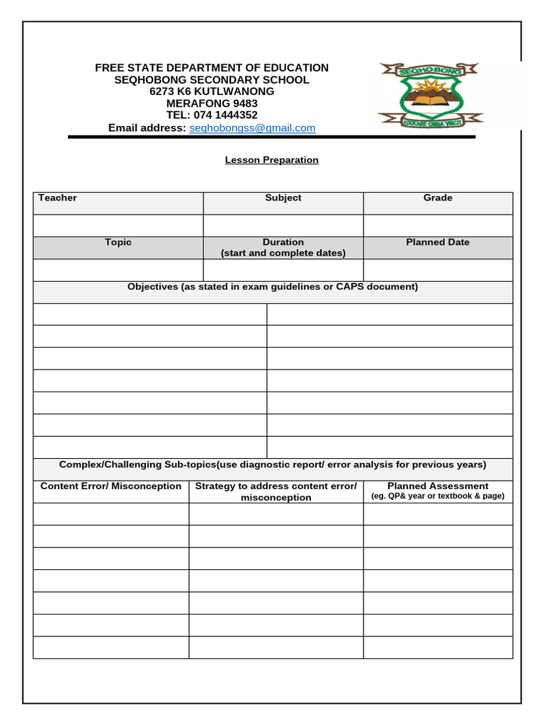 Lesson Preparation and Support Plan | PDF | Learning