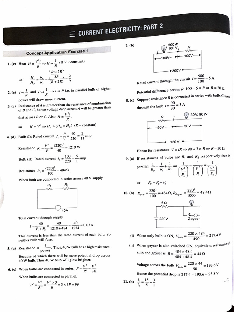 XII JEE Physics Sol 5 Current Electricity Part 2.4aea28a | PDF | Series ...