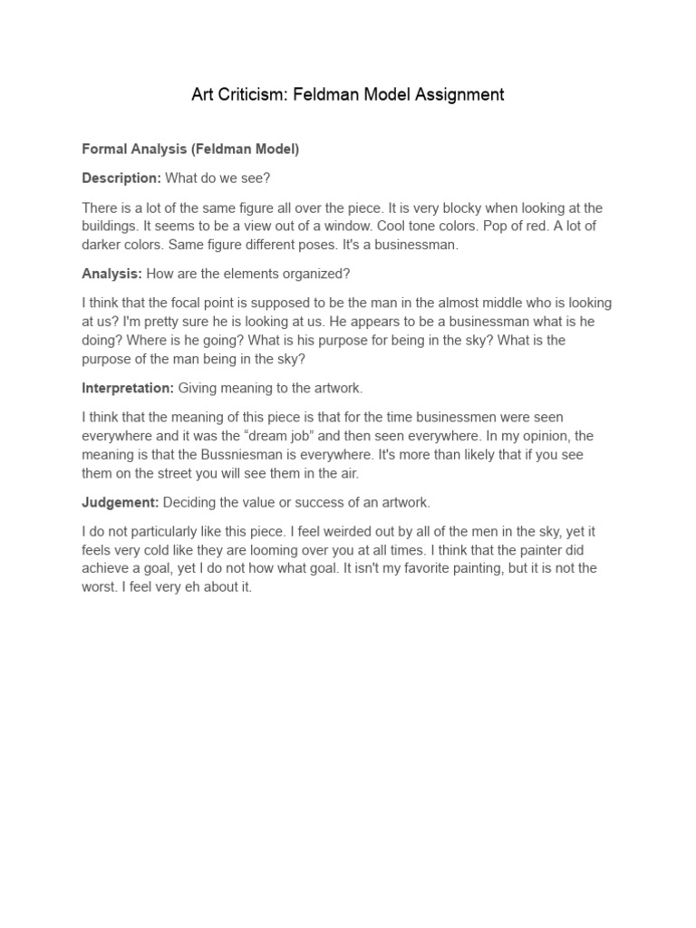 Art Criticism_ Feldman Model Assignment (1) | PDF