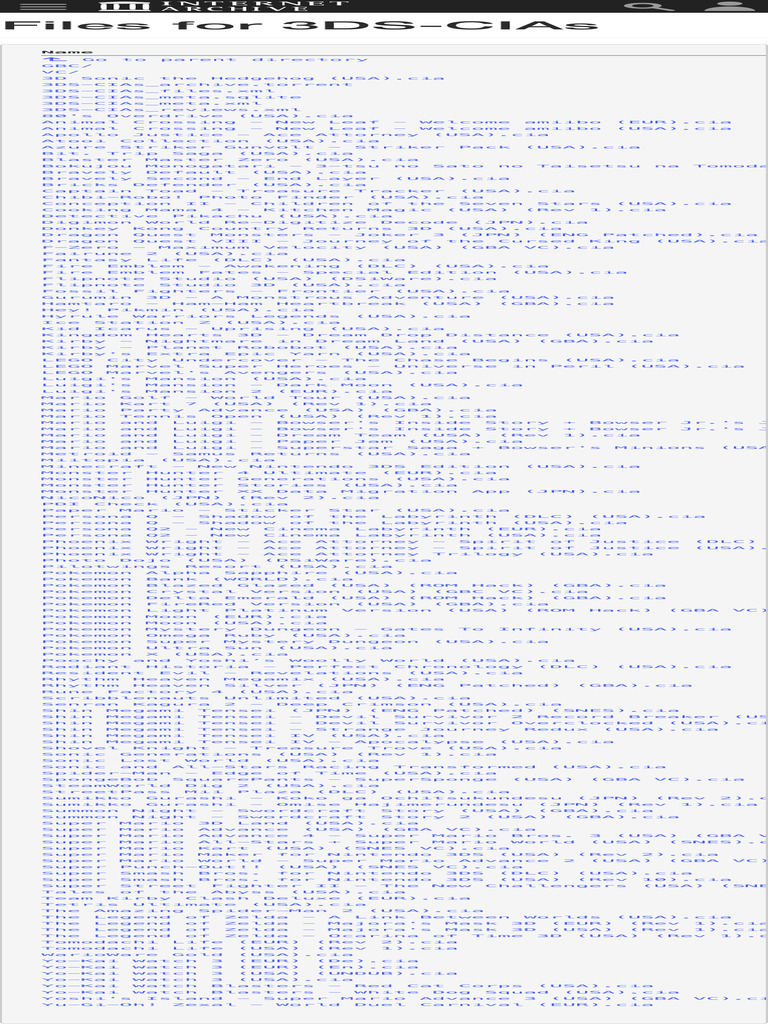 3DS-CIAs Directory Listing | PDF | The Legend Of Zelda | Video Game ...