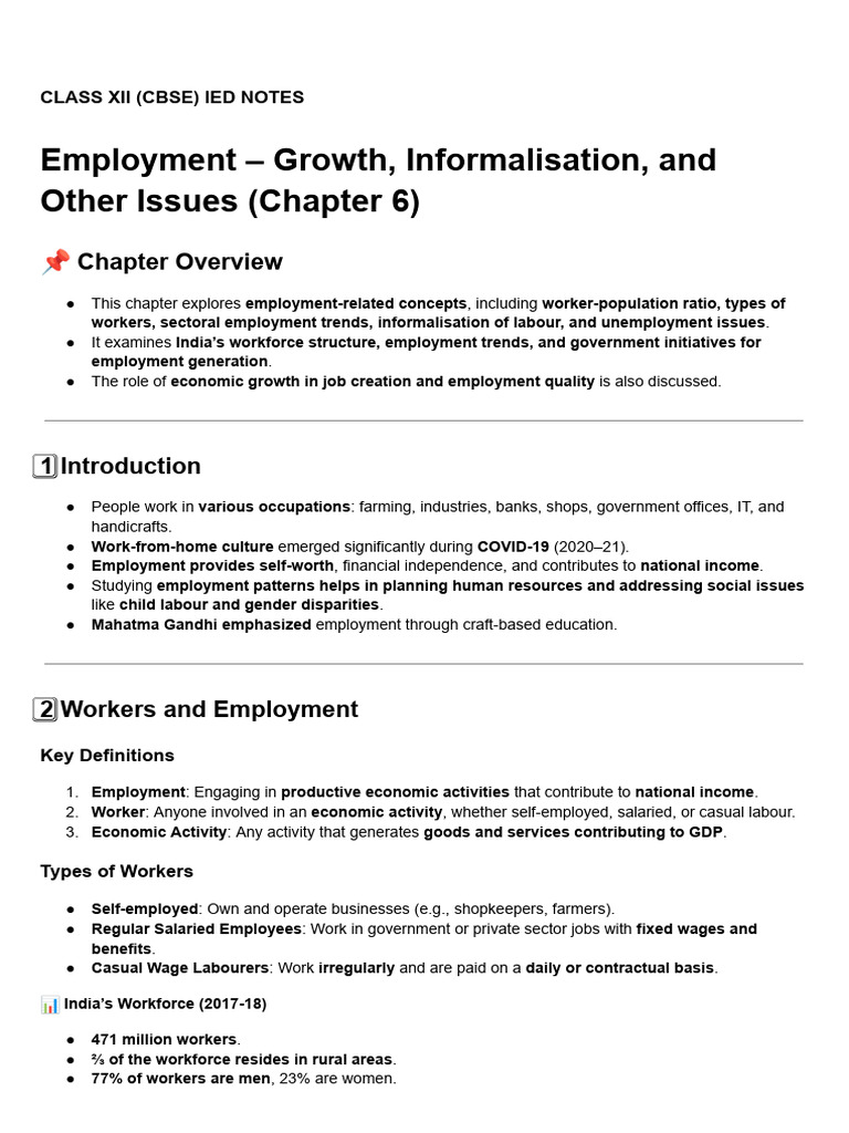 Employment Growth and Informalisation Issues | PDF | Employment | Workforce