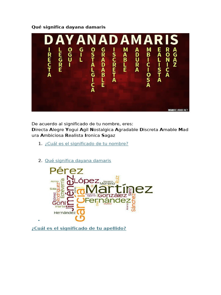Qué Significa Dayana Damaris | PDF