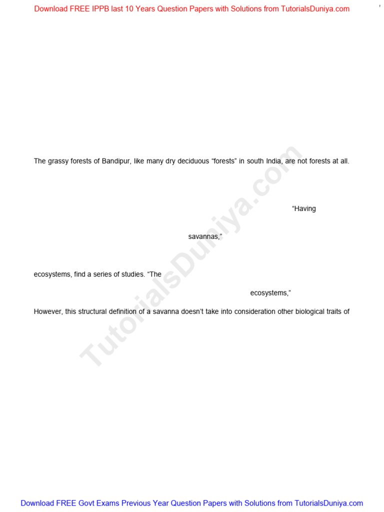 IPPB Executive Set 4 Question Paper | PDF | Forests | Savanna