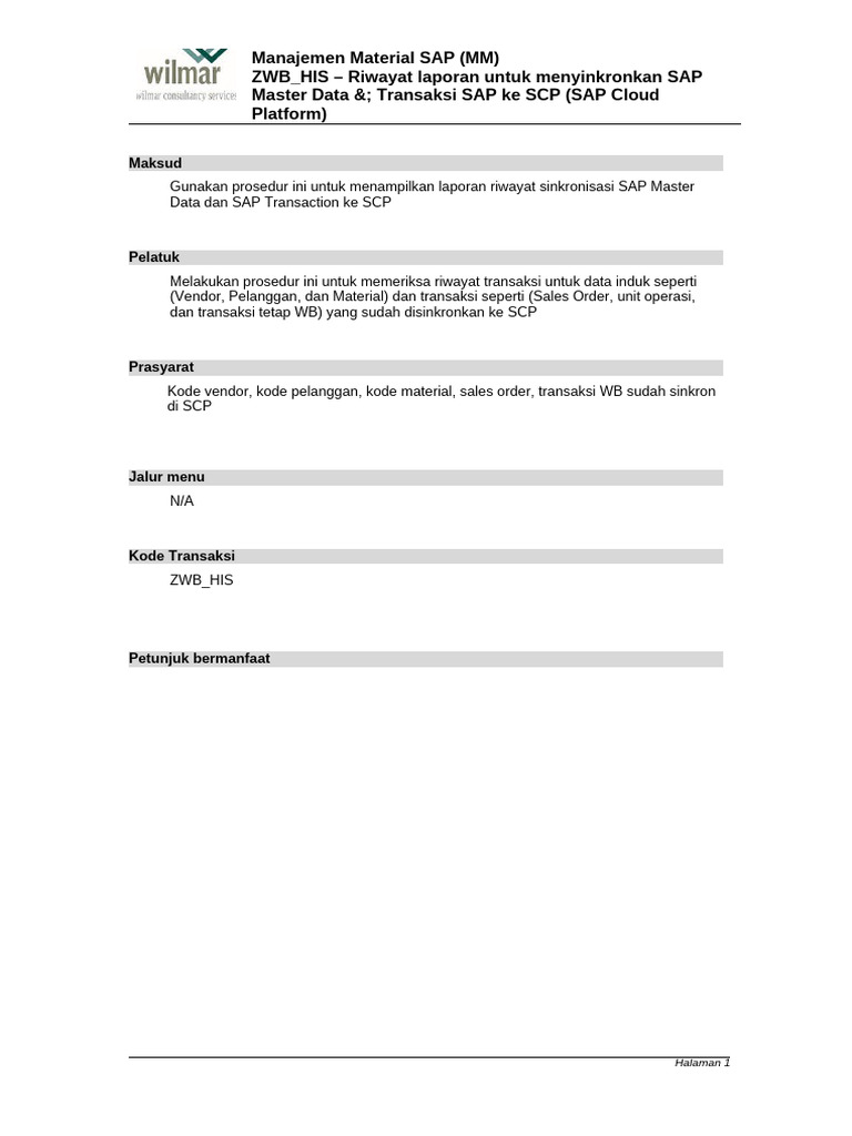 ISPI - RL - UMG - MM - ZWB - HIS-Report History For SAP Master Data and SAP Sync To SCP - V1.0 | PDF