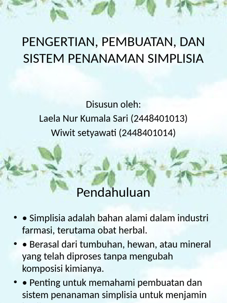 Presentasi Simplisia | PDF